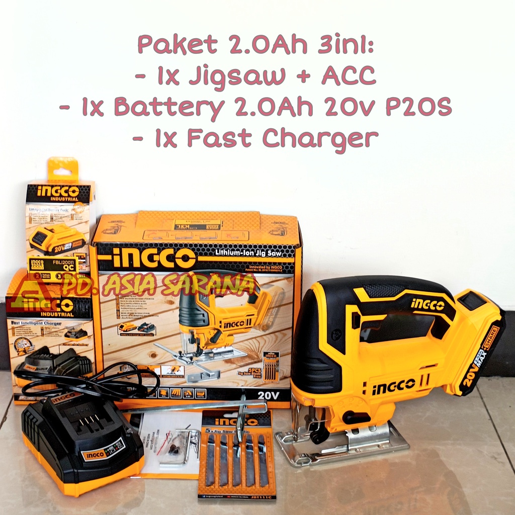 Jual Cordless Jig Saw INGCO CJSLI8501 Mesin Gergaji Kayu Triplek Besi ...