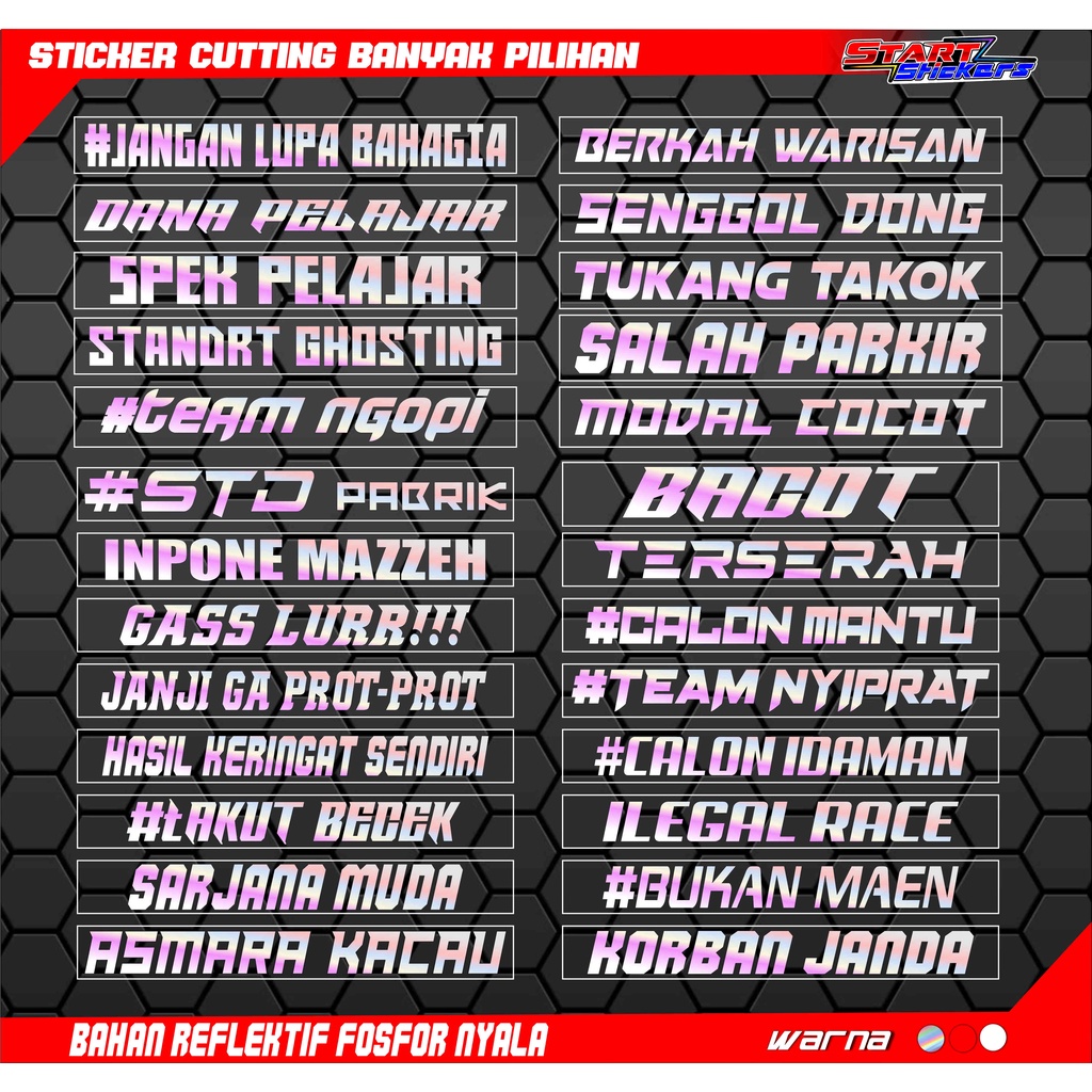 Jual STICKER CUTTING KATA KATA UNIK LUCU VIRAL BUCIN MUTIARA HITS ...