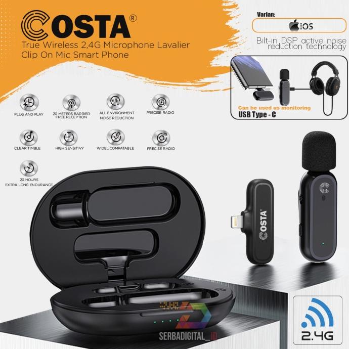 Jual Costa True 2,4G Wireless Microphone Lavalier Clip On Mic Smart ...