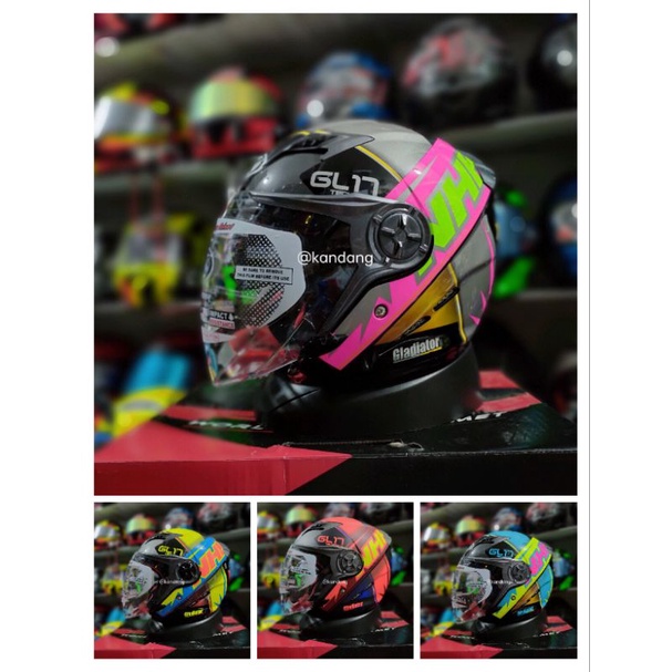 Jual NHK GLADIATOR GL17 ALL WARNA HELM OPEN FACE DOBLE VISOR | Shopee ...