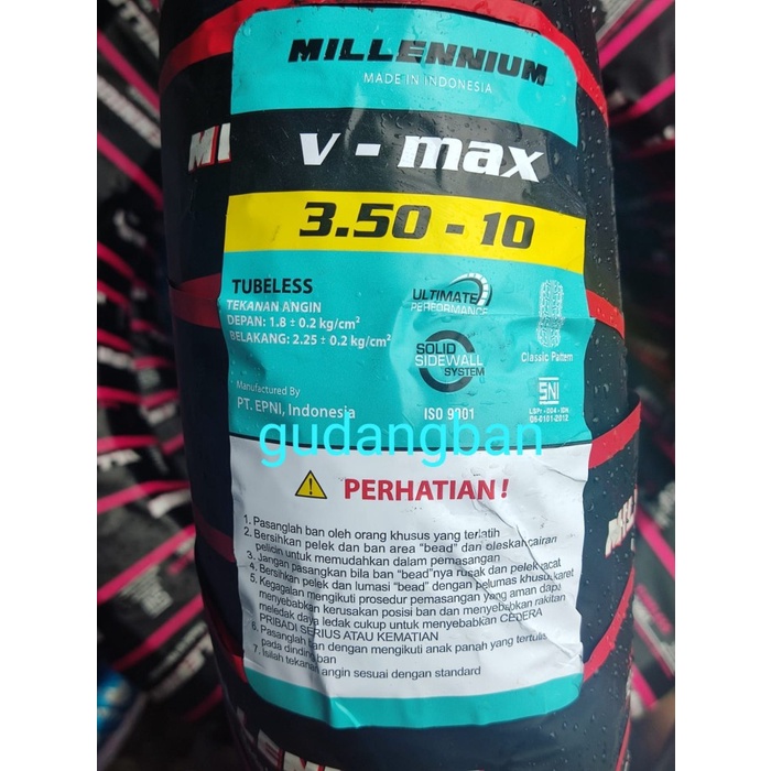 Jual Millenium Vmax 350 10 Tubeless Ban motor Vespa Classic FREE PENTIL ...