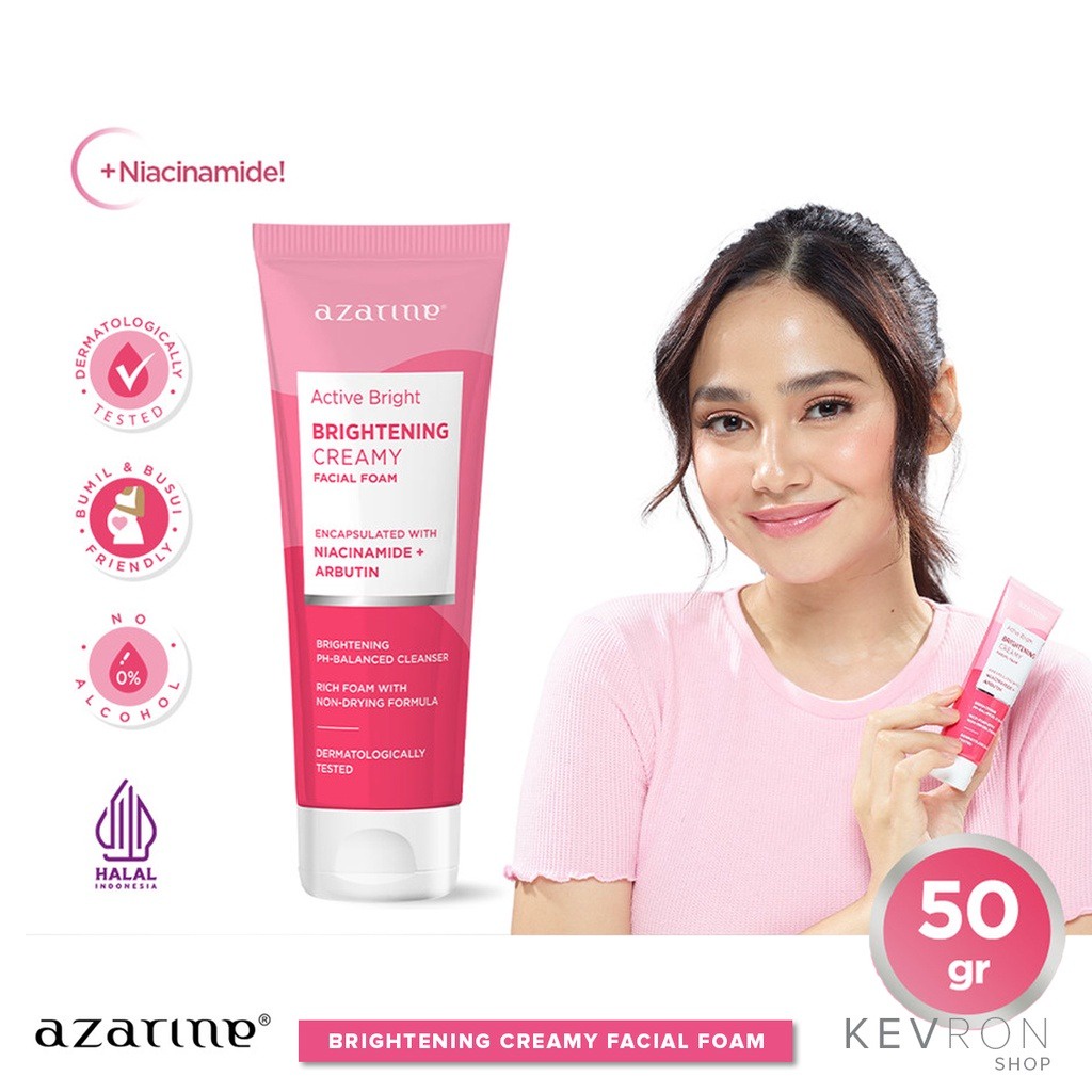 Jual Azarine Active Bright Brightening Creamy Facial Foam 50gr | Shopee ...