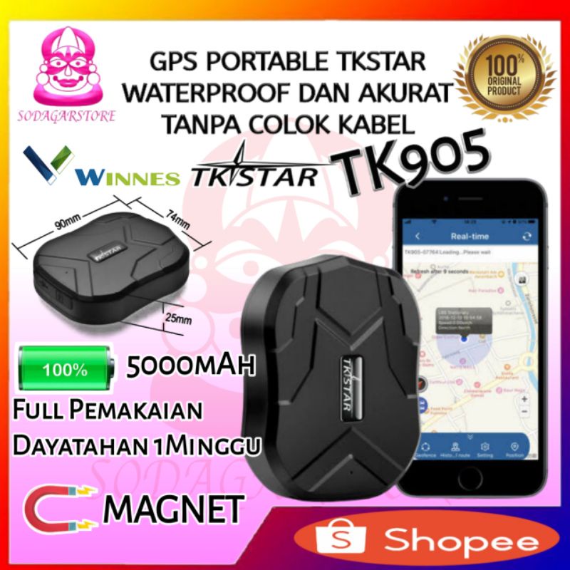 Jual GPS PORTABLE TKSTAR TK915 MOBIL MOTOR 10000MAH TRACKER TRACKING FREE SERVER SEUMUR HIDUP ...