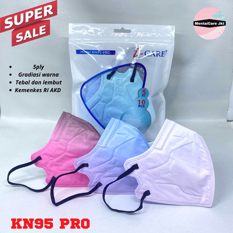 Jual Surgical Mask KN95 Pro Sachet ICARE 5ply Premium Quality isi 10pc Kemenkes Masker Dewasa ...