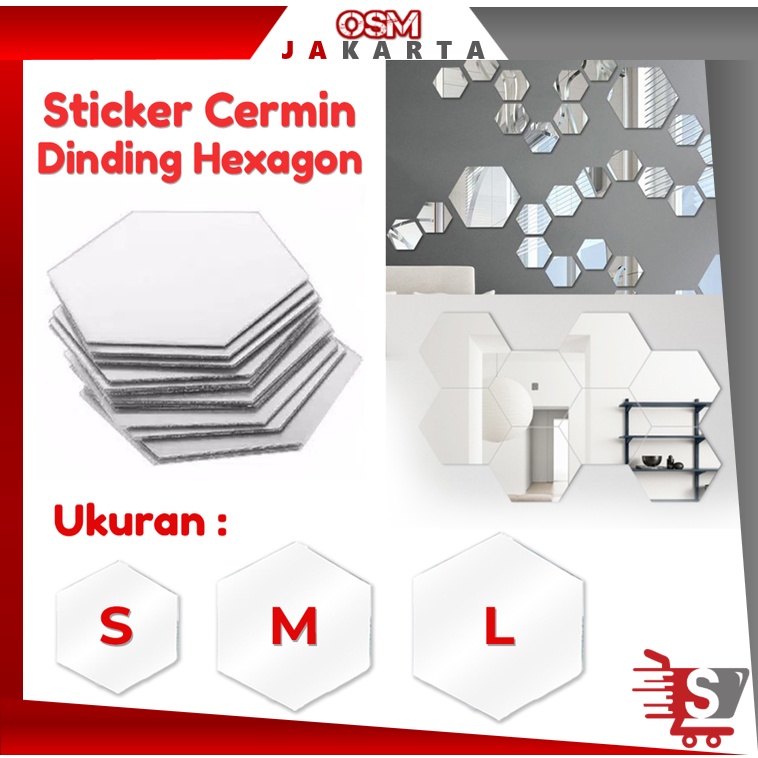 Jual OSM JKT 831 Stiker Cermin Hiasan Dinding Anti Pecah Segi Enam ...
