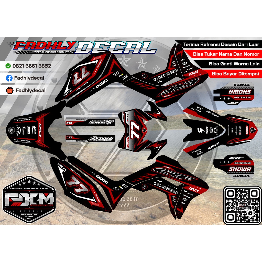 Jual decal crf 150 l full body MERAH HITAM LIST PUTIH dengan pilihan ...