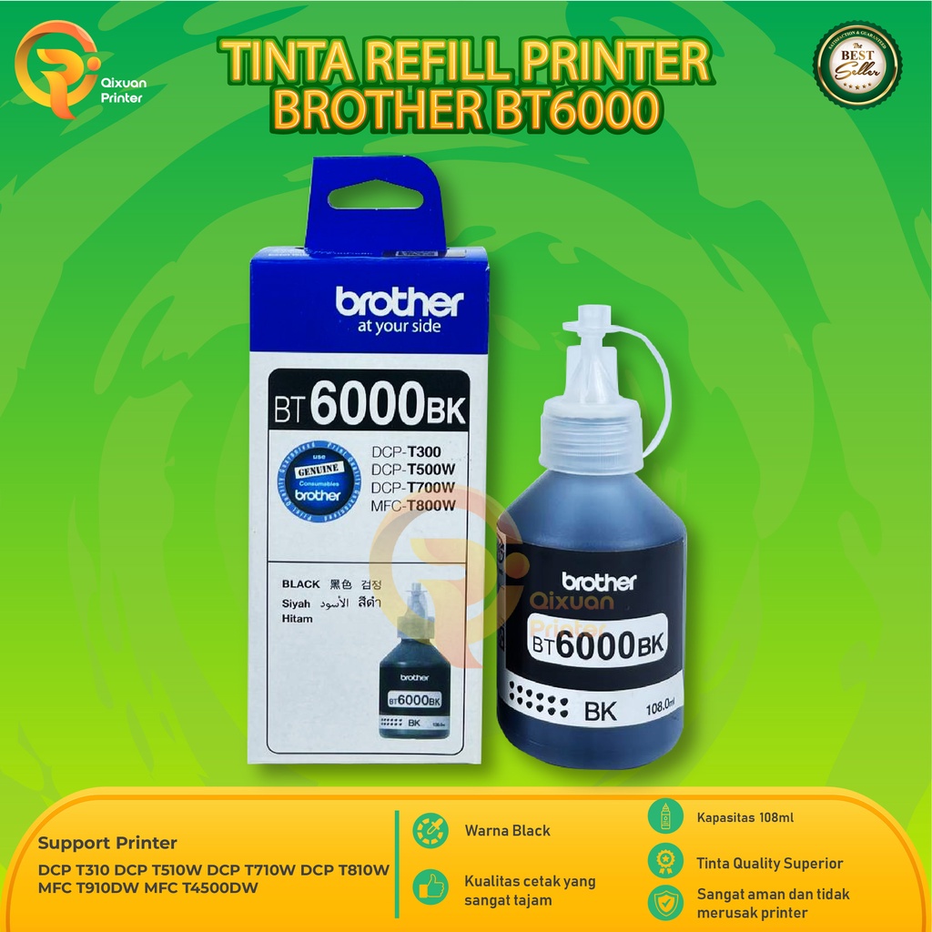 Jual Tinta Brother BT6000 Black Isi Ulang Printer DCP T300 T500W T700W ...