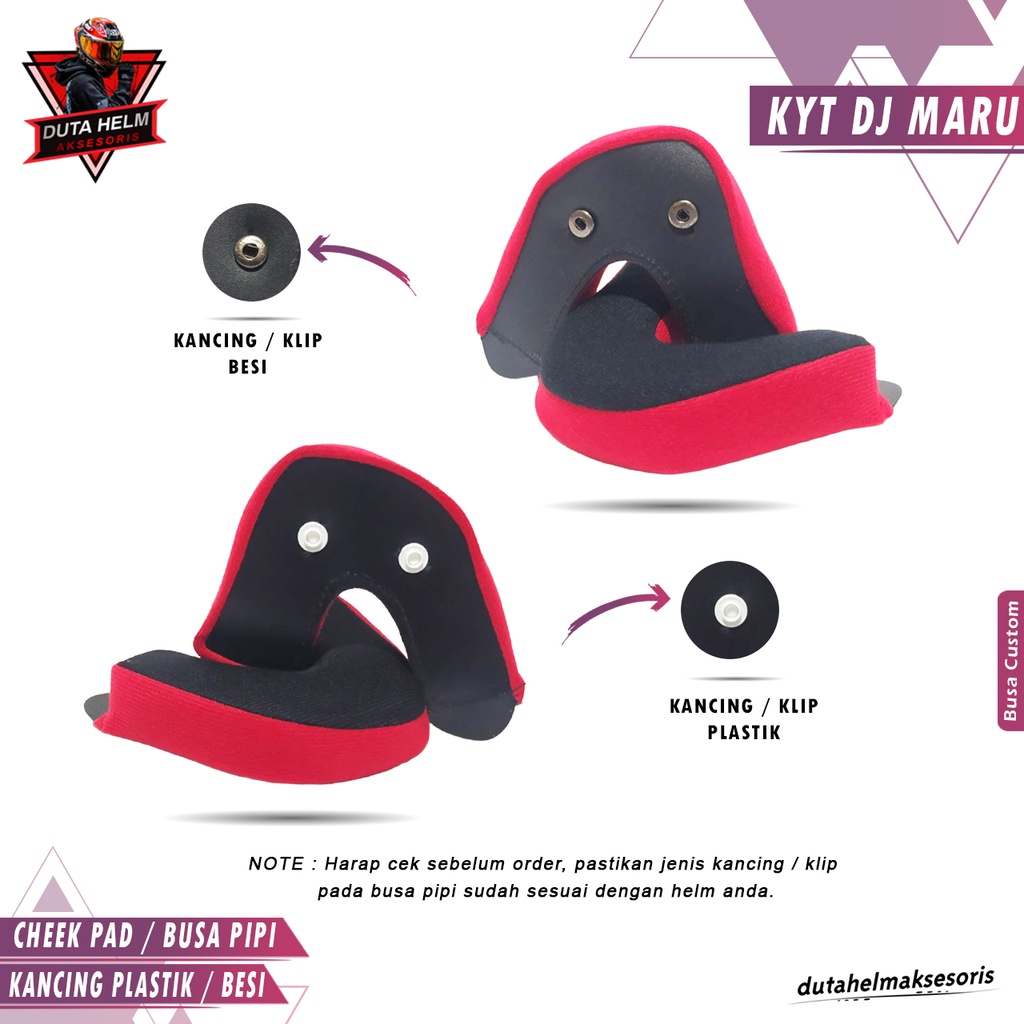 Jual Busa Pipi Helm Kyt Dj Maru S M L XL XXL Klip Plastik Besi Custom ...