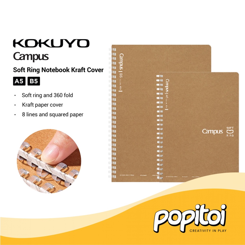 Jual Kokuyo Campus Soft Ring Notebook Kraft Cover A5 B5 Buku Tulis Catatan 360 Derajat Spiral ...