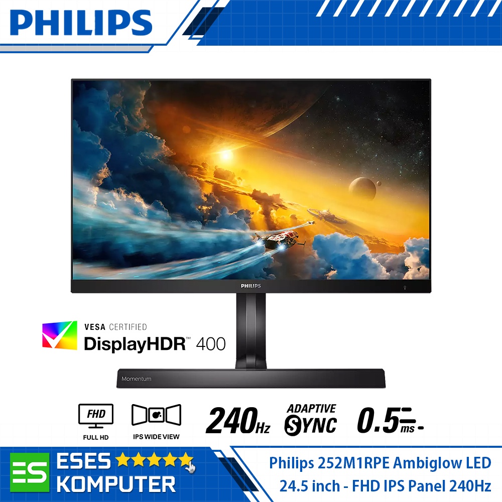Jual Monitor PHILIPS 252M1RPE 24.5 Inch FHD 240Hz 0.5ms HDR400 Ambiglow ...