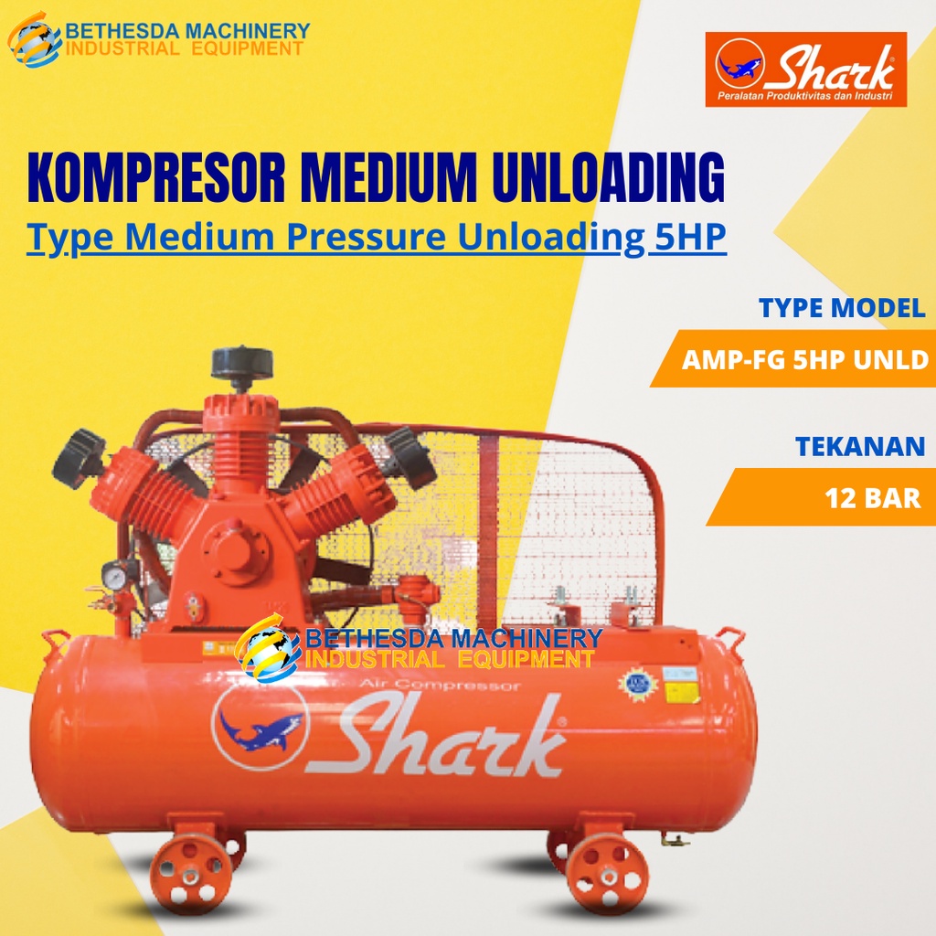 Jual Air Compressor Shark Medium Unload 5 HP/ 5PK - Kompresor Angin 12 ...