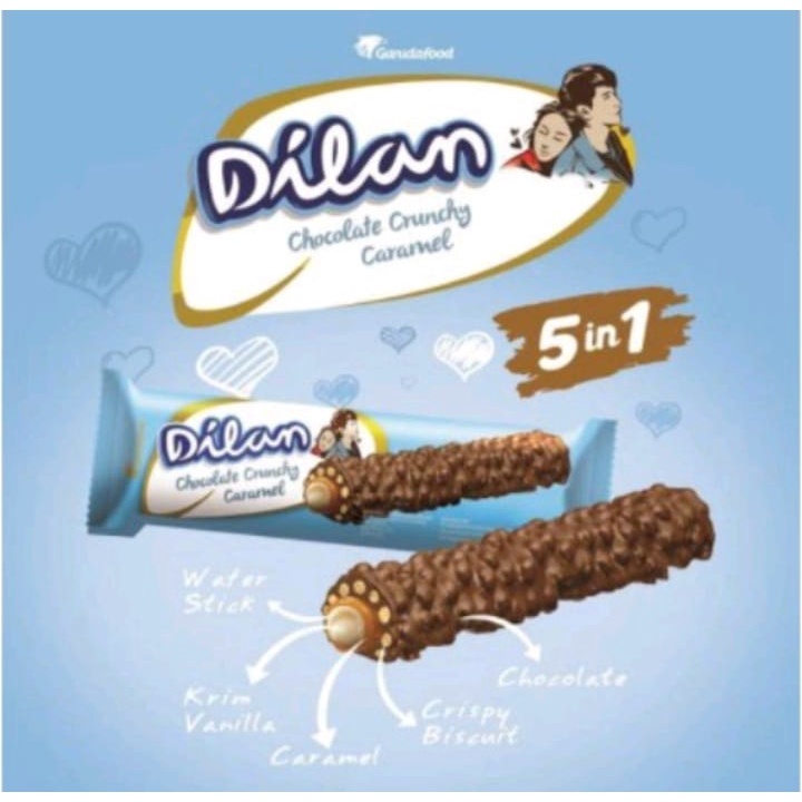 Jual Dilan Chocolate Crunchy Caramel Box isi 12 pcs | Wafer Roll ...