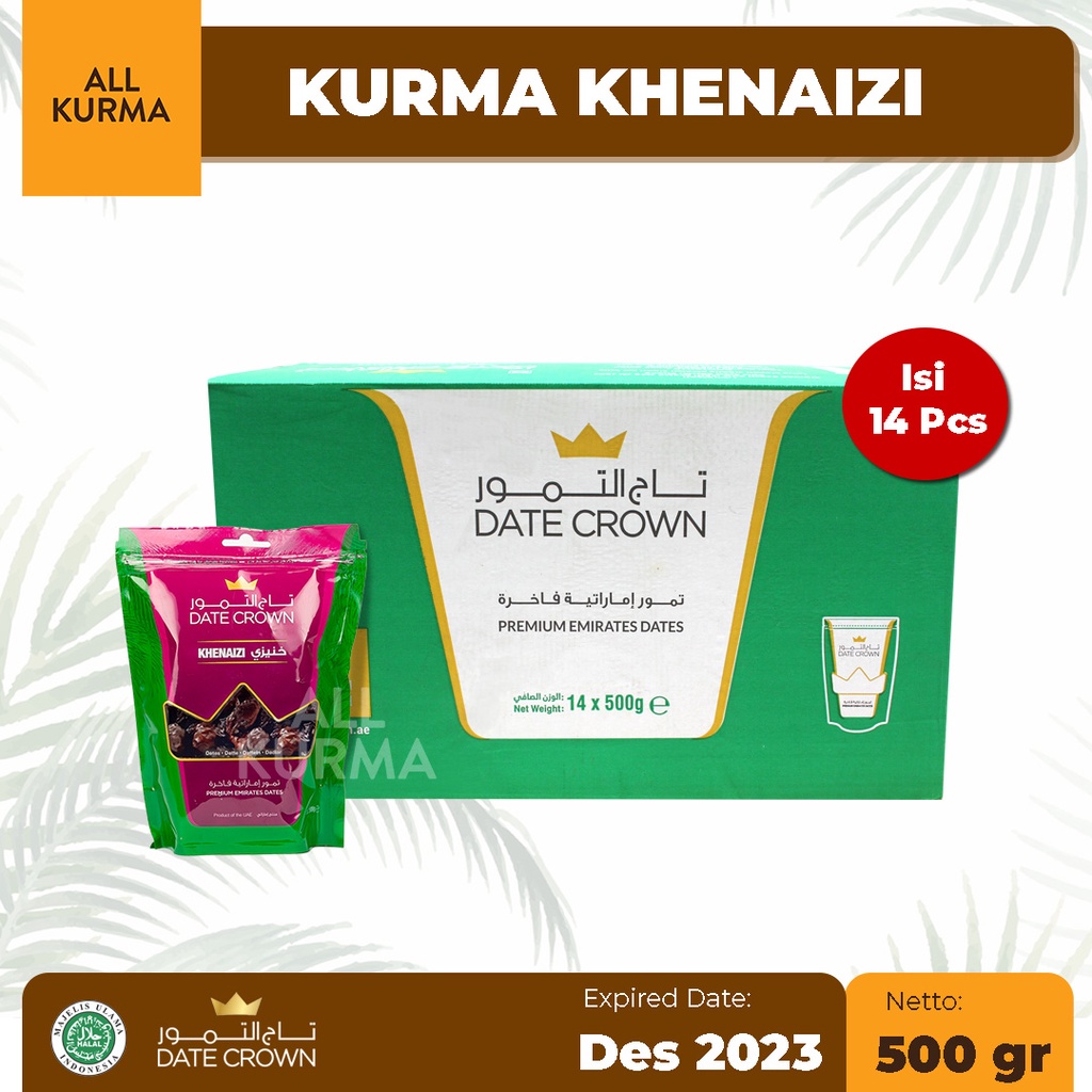 Jual Kurma Date Crown Khenaizi 500 gr - 1 Dus (isi 14 pcs) | Shopee Indonesia