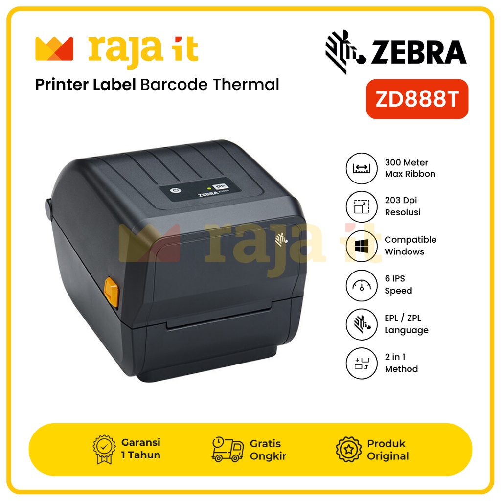 Jual ZEBRA Barcode Printer ZD888T Sticker Label Barcode ZD 888 ZD888 ZD-888 | Shopee Indonesia