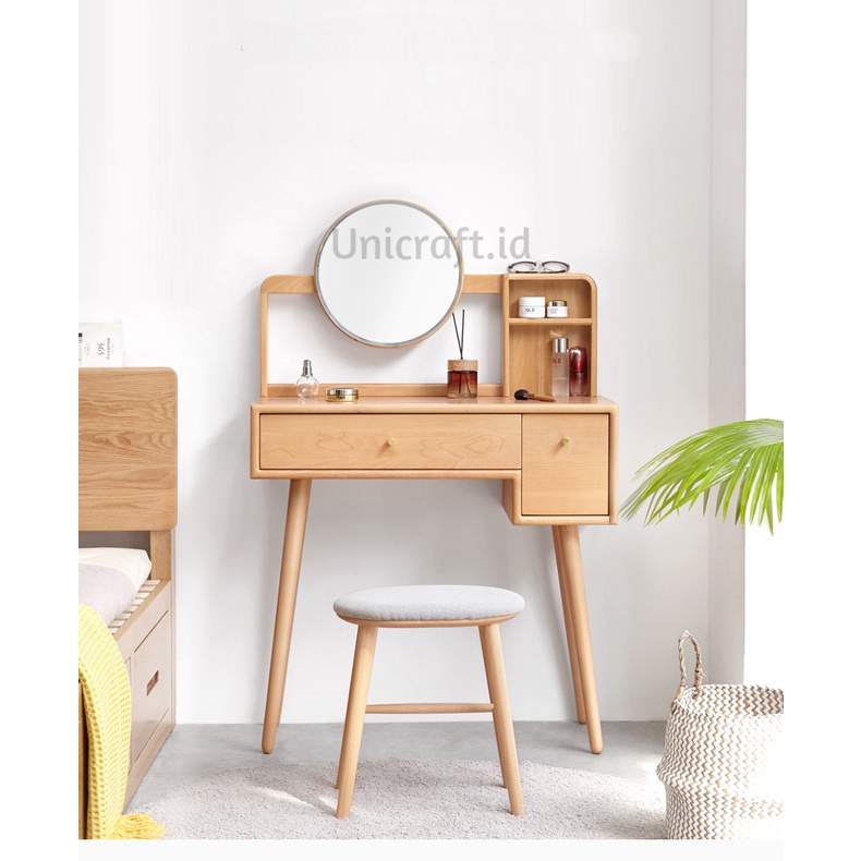 Jual Unicraft Meja Rias Cermin Bulat Kayu Jati Solid | Shopee Indonesia