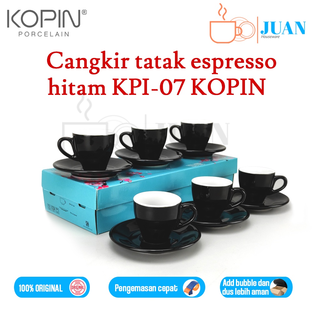 Jual KOPIN Cangkir set espresso 90ml gelas kopi porcelain KPI-07 HITAM ...