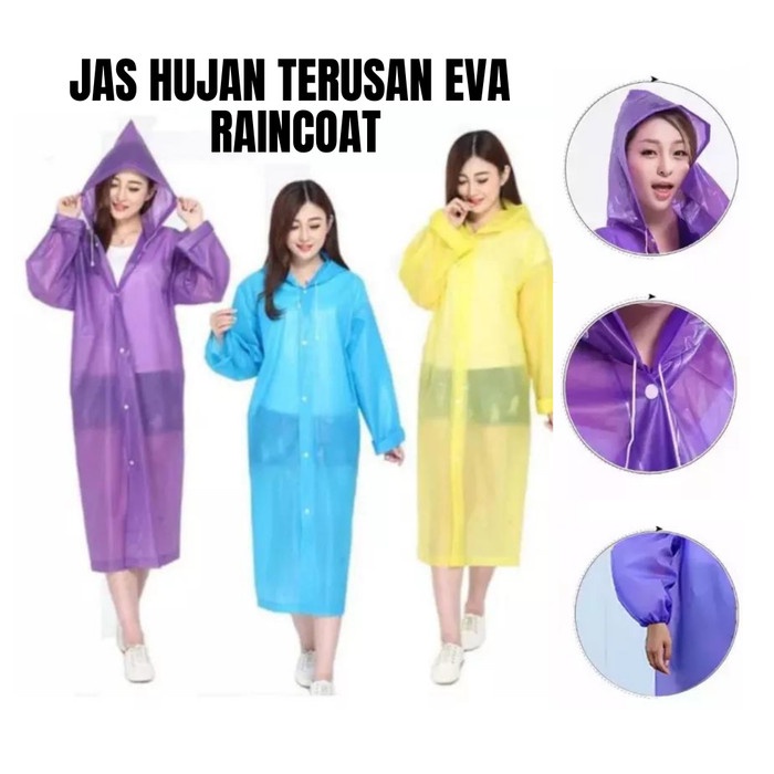 Jual Jas Hujan Terusan Mantel bertudung Bahan EVA RAINCOAT Tebal ...