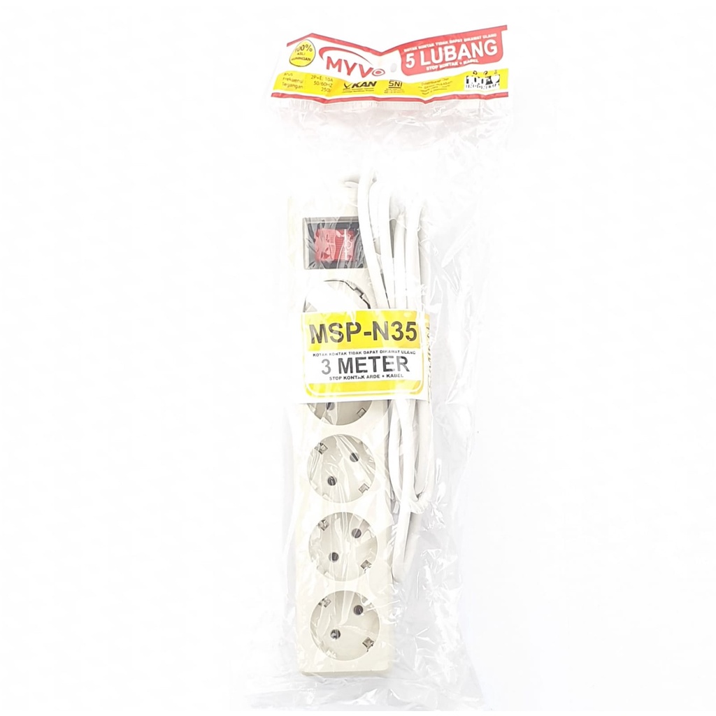Jual MSP-N35 3M 5L Myvo Stop Kontak Arde Saklar Lampu Kabel 3 Meter 5 ...