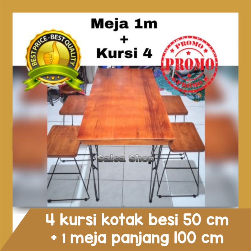 Jual 1 set meja cafe 100 cm dan kursi / meja makan 1 meter/meja bar/ 4 ...