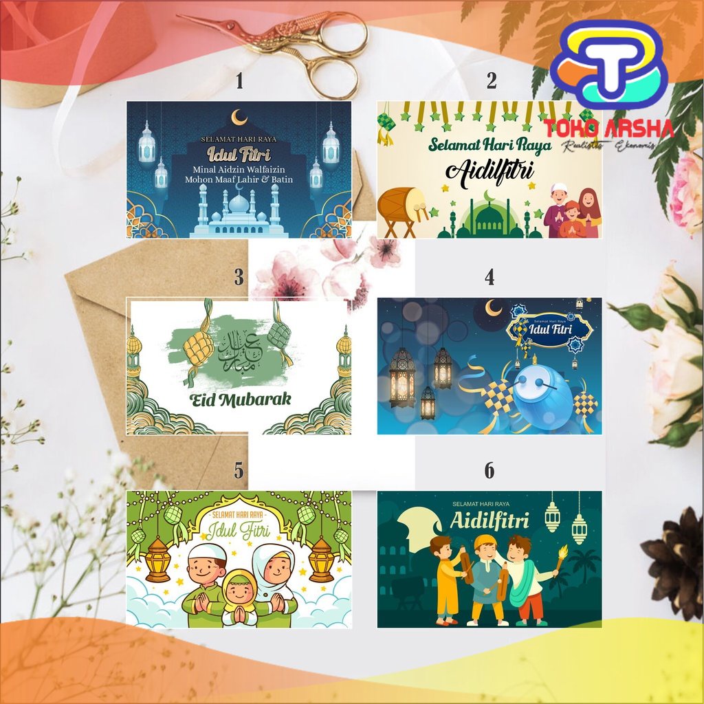 Jual Toko_Arsha [10x10cm] Kartu Ucapan Hampers Lebaran Bunga Aesthetic ...