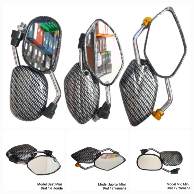 Jual Spion Karbon Mini Tangkai Crome/Hitam Motor Honda Beat - Yamaha ...