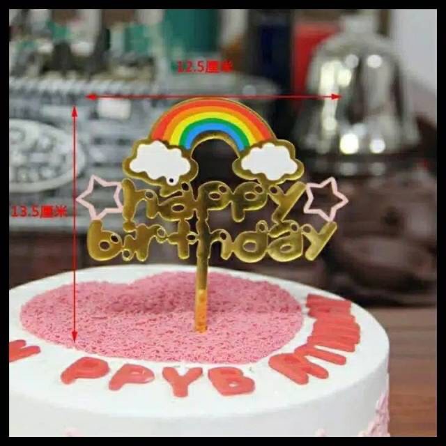 Jual TOPPER CAKE ACRYLIC RAINBOW / HIASAN KUE ULTAH PELANGI / CAKE ...