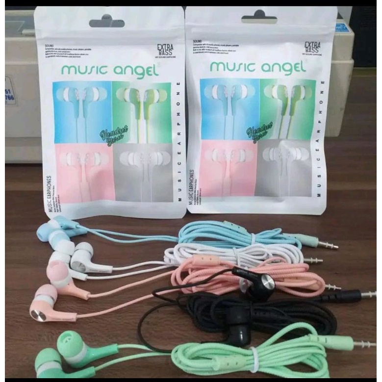 Jual Hf Handset Handfree Musik Angel Macaron Earphone Super Bass ...