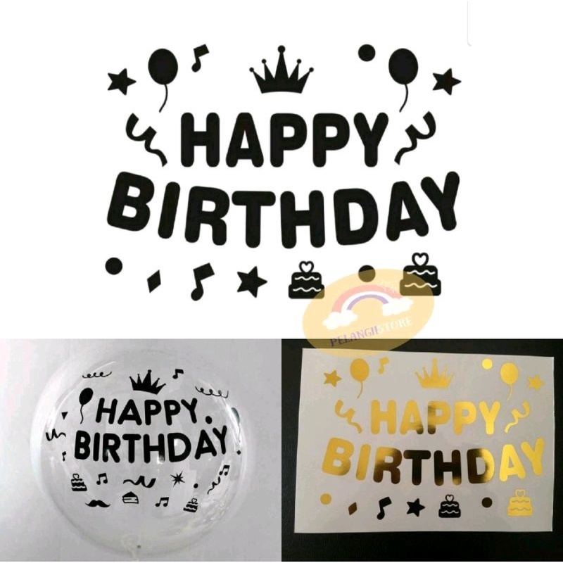 Jual Stiker balon PVC bening / Stiker balon PVC Happy birthday | Shopee ...