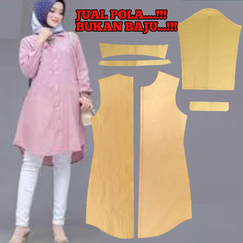 Jual Pola Instan Tunik Kerah Kemeja Sederhana (Jual Pola Bukan Baju) | Shopee Indonesia