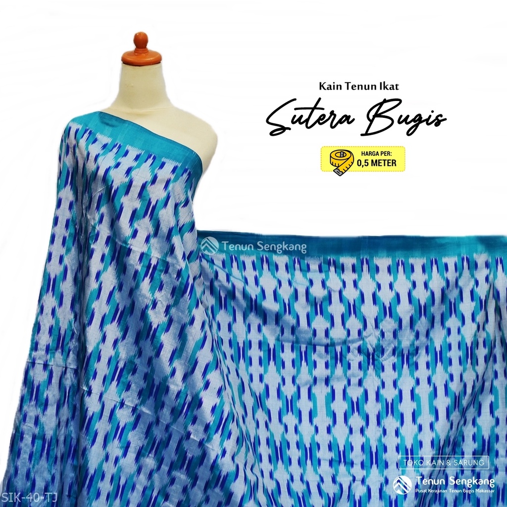 Jual Kain Tenun Ikat Sutra Asli Bugis Makassar Hijau Toska- Tenun ...