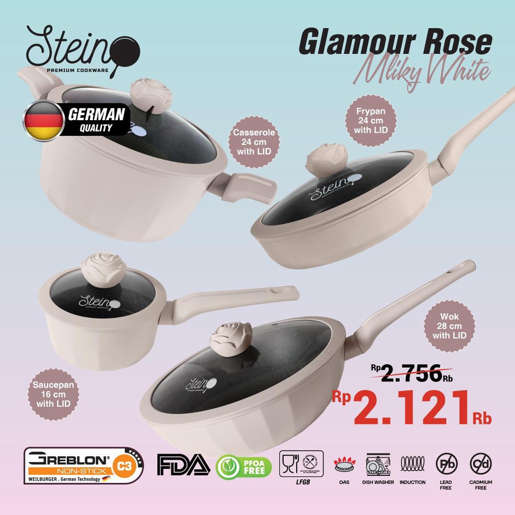 Jual Steincookware Stein Glamour Rose Set 4 in 1 Panci Set Granite ...