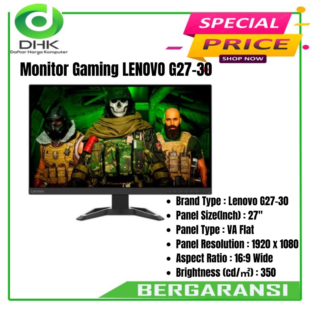 Jual LED Monitor Gaming LENOVO G27-30 27" 165Hz FHD HDMI DP (66E7GAC2WW ...