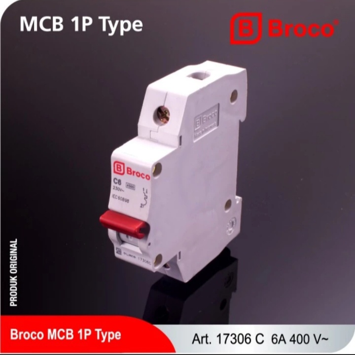 Jual BROCO MCB C6 6A (6 Ampere) 1 Phase SNI | Shopee Indonesia