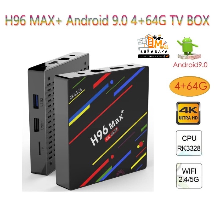 Jual STB smart tv box h96 max + 4g int 64g android terbaru 9 pie app ...