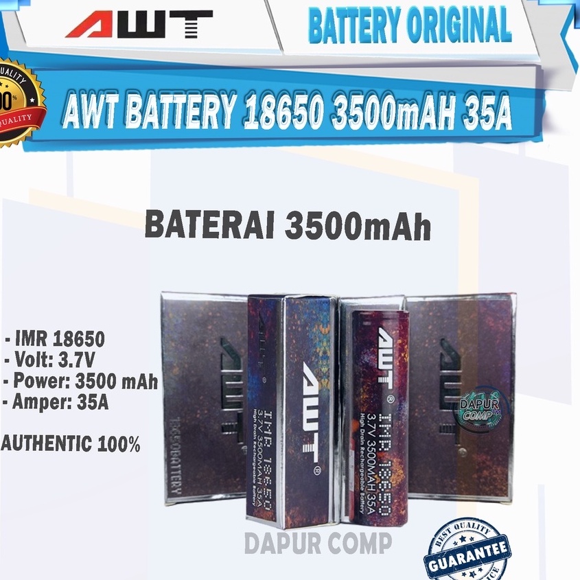 Jual AWT RAINBOW 18650 BATTERY 3000MAH 1PCS | Shopee Indonesia