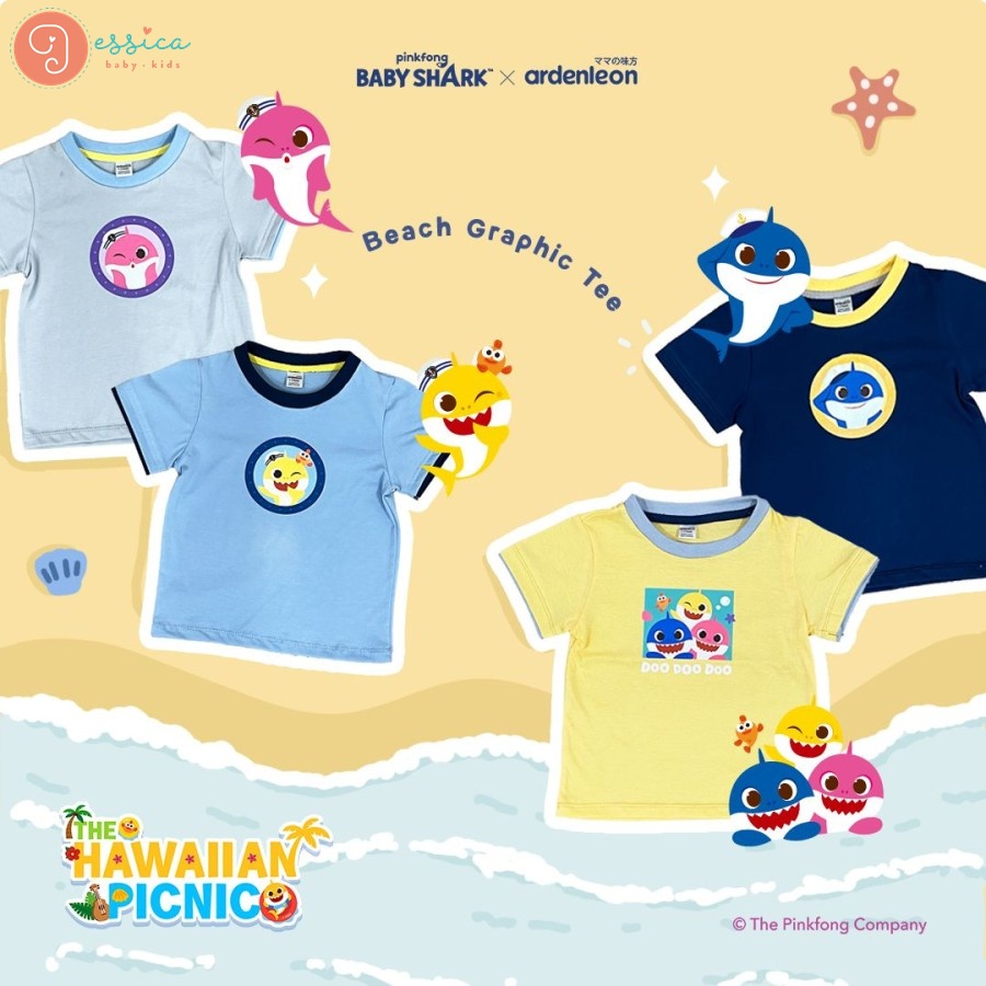 Jual Ardenleon Pinkfong Baby Shark Beach Graphic Tee | Shopee Indonesia