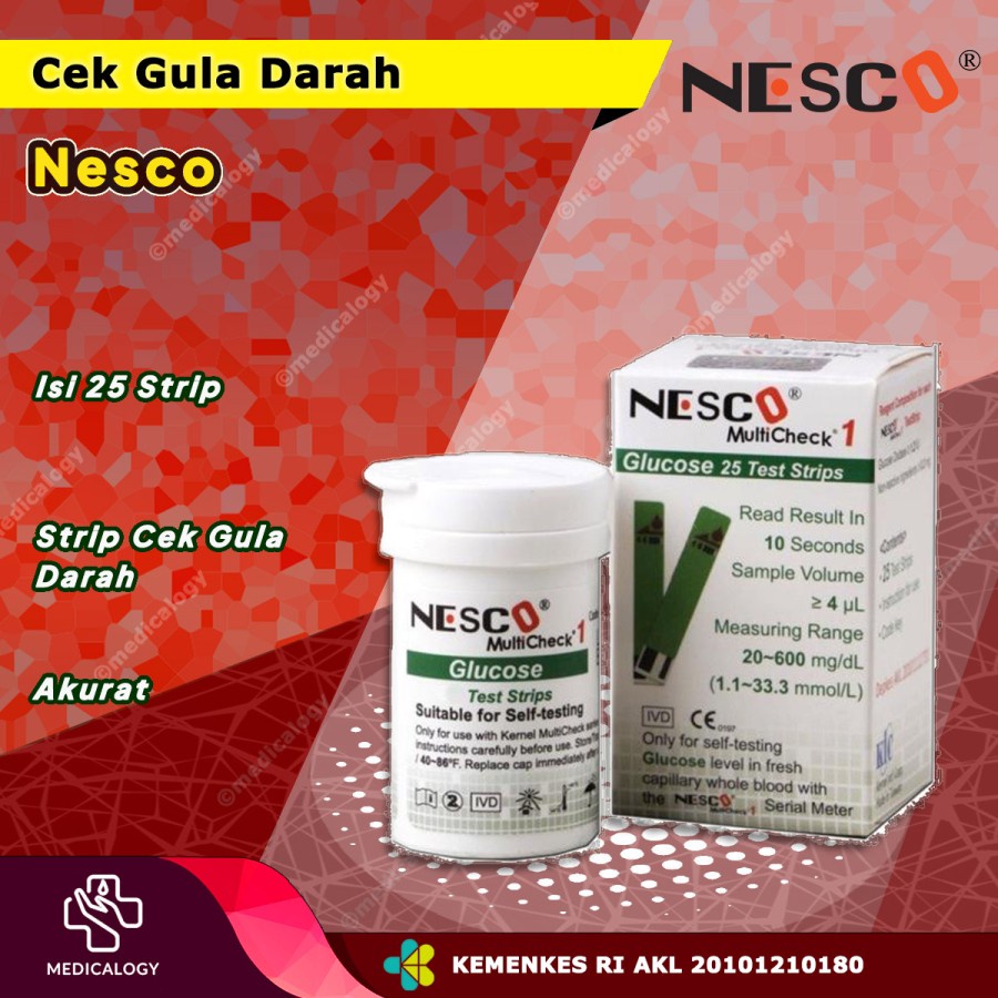 Jual Nesco Strip Glucose / Gula Darah Isi 25 Strip | Shopee Indonesia