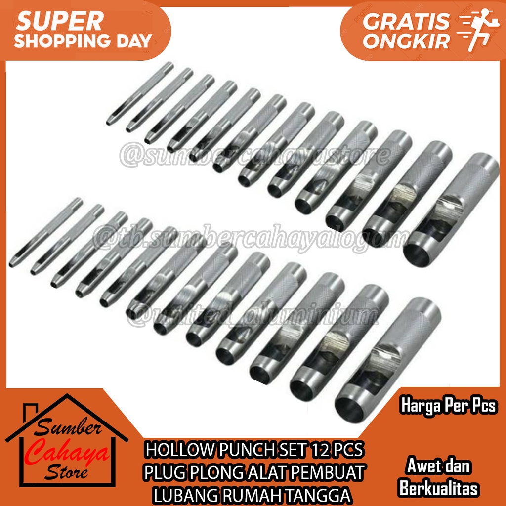 Jual Hollow Punch Set 12 Pcs Alat Pembuat Melubangi Pelat Besi Plastik ...