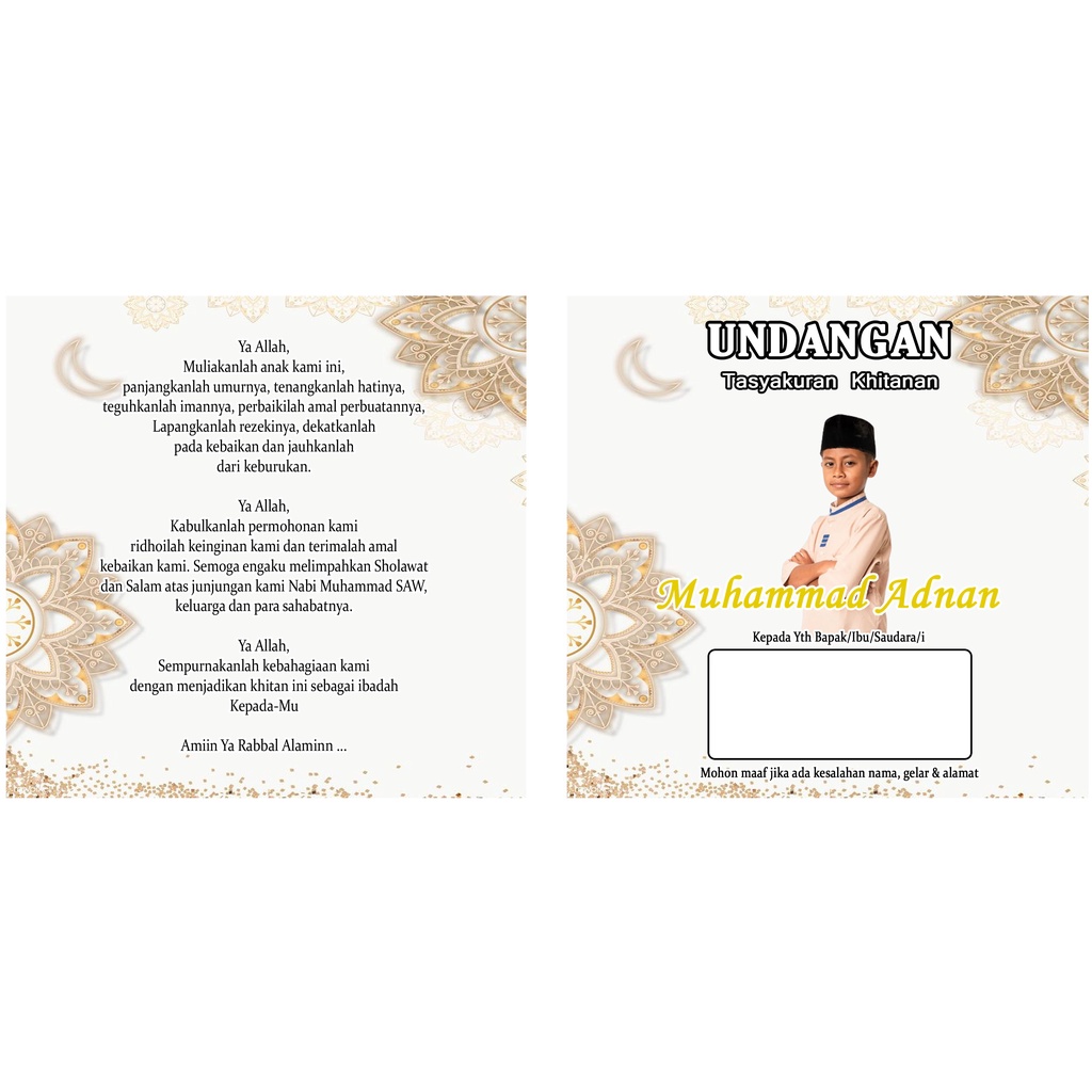 Jual CETAK PRINT undangan sunat khitanan free design cepat murah FREE ...