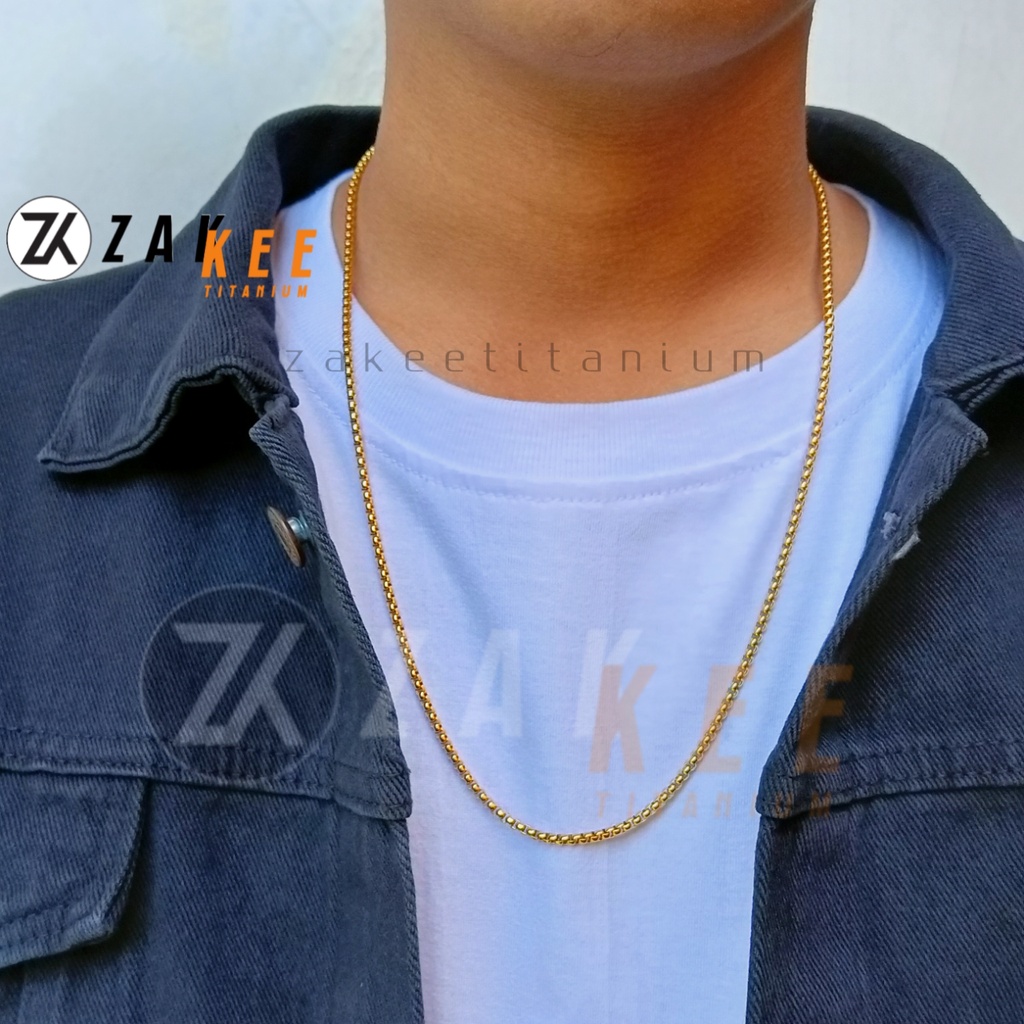 Jual Kalung Titanium Pria Wanita Rantai Emas Gold Cowok Cewek Rante ...