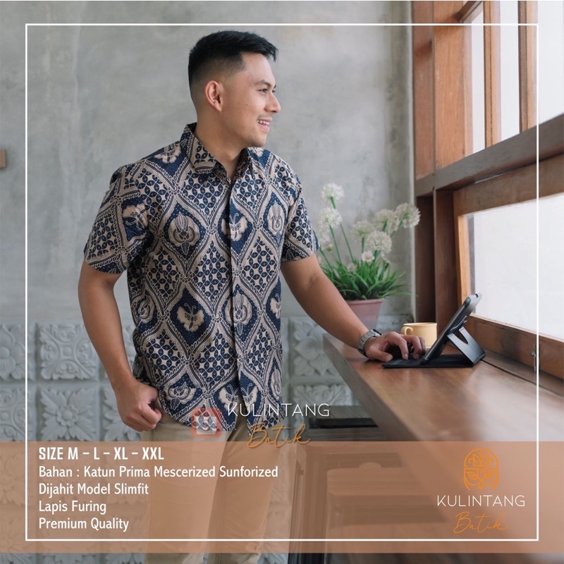 Jual BATIK HARIS KEMEJA BATIK PRIA PREMIUM LENGAN PENDEK SLIMFIT BAHAN KATUN HALUS FULL FURING ...