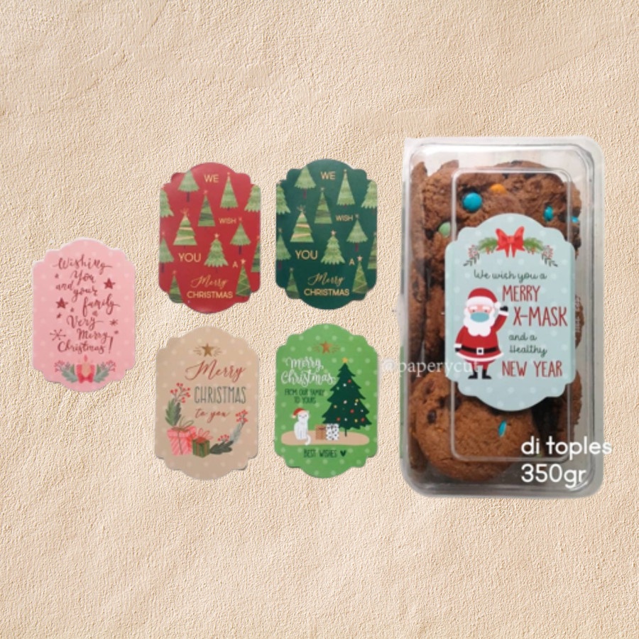 Jual Sticker Hardtop Packaging Toples Cookies Natal / Christmas 5 x 7,5 ...