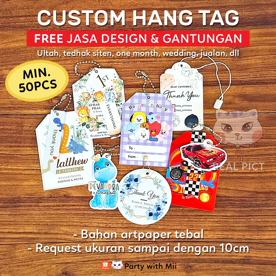 Jual CUSTOM HANG TAG / THANKYOU TAG SOUVENIR HAMPERS (free rantai ...