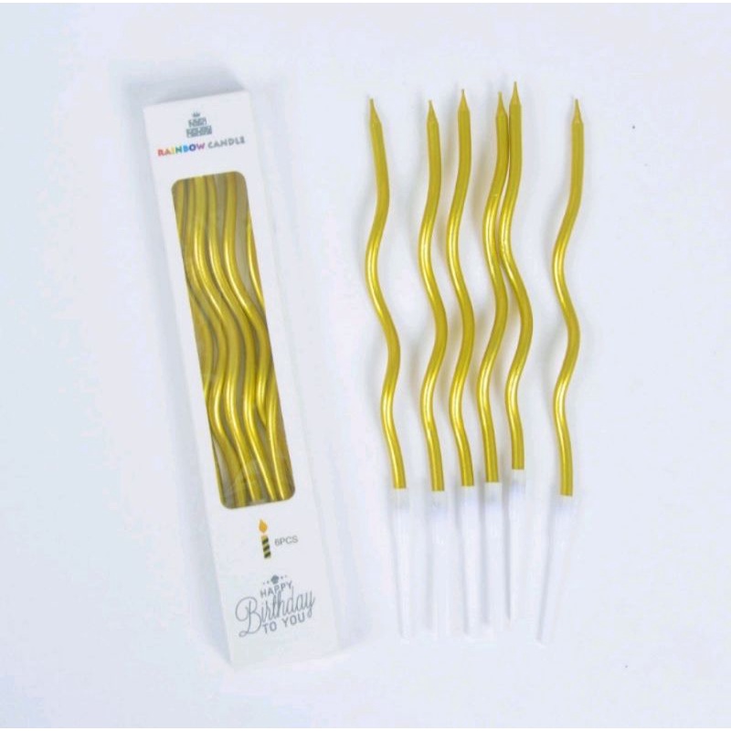 Jual lilin ultah spiral korea gold per pack | Shopee Indonesia