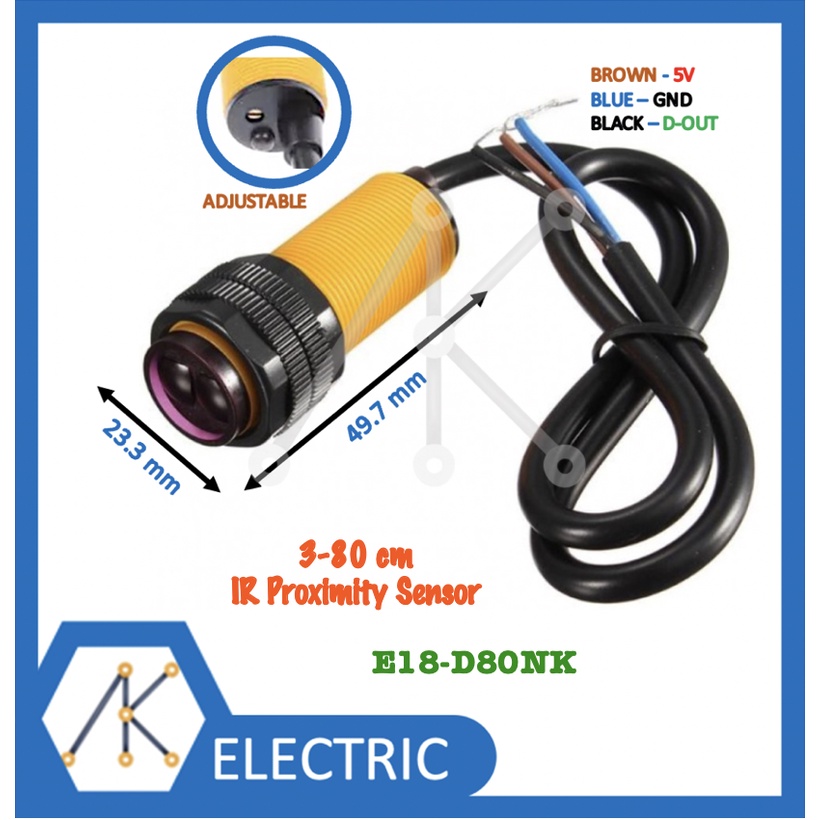 Jual SENSOR JARAK INFRAMERAH E18-D80NK SENSOR JARAK ADJUSTABLE INFRARED ...