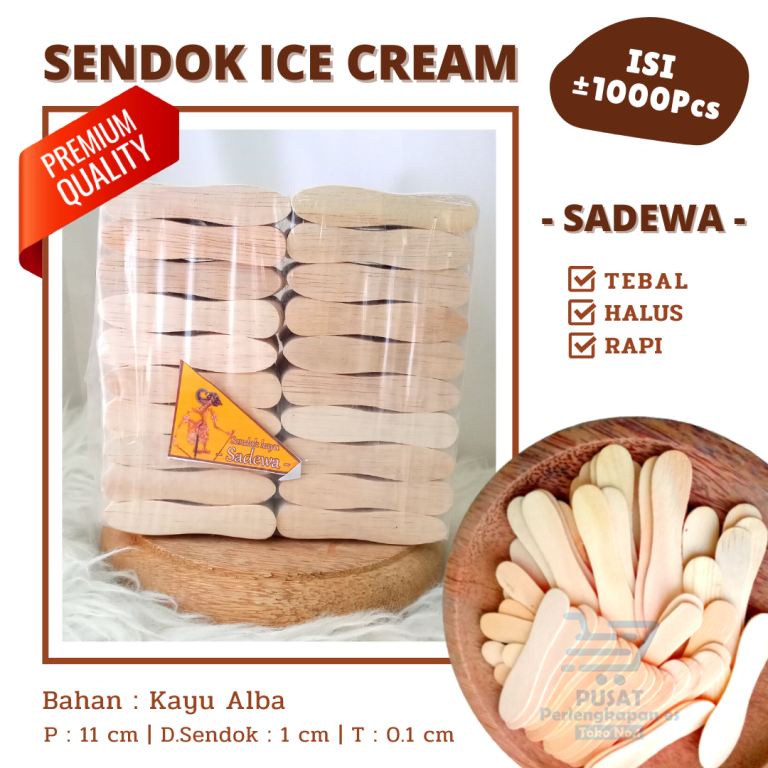 Jual Sendok Ice Cream Kayu Albasia Kualitas Premium isi 1000pcs Gagang ...