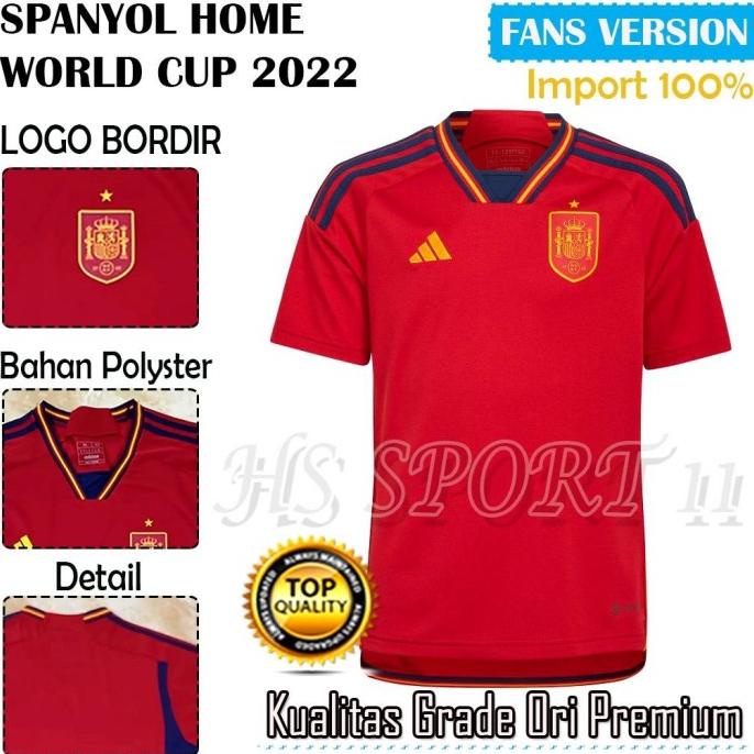 Jual JERSEY BOLA NEGARA SPANYOL HOME PIALA DUNIA WORLD CUP 2022 IMPORT BAJU HRT8646R | Shopee ...