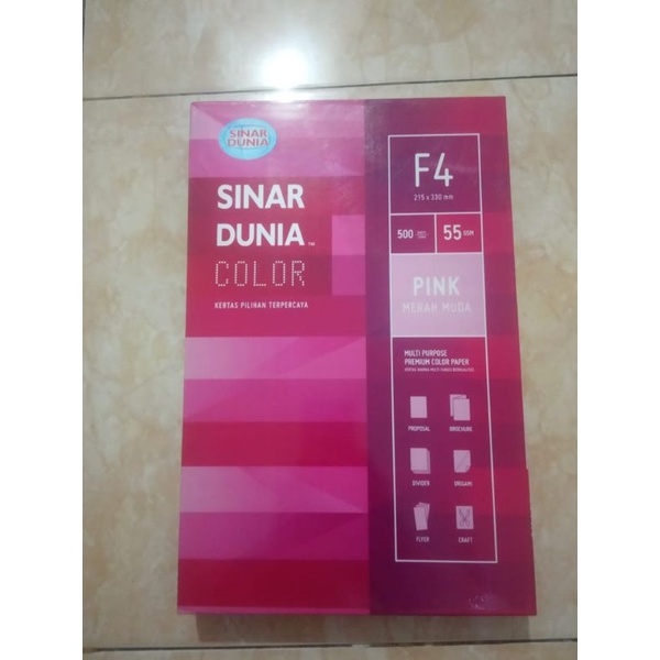 Jual Kertas F4 55gsm Pink / Merah Muda Sidu / Sinar Dunia Color ...
