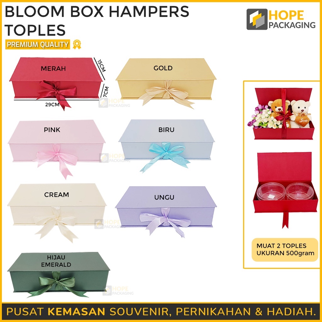 Jual Bloom Box Kotak Pita 2 Toples 500 gr / Kotak Hadiah Hampers Souvenir / Kotak Hampers Kue ...