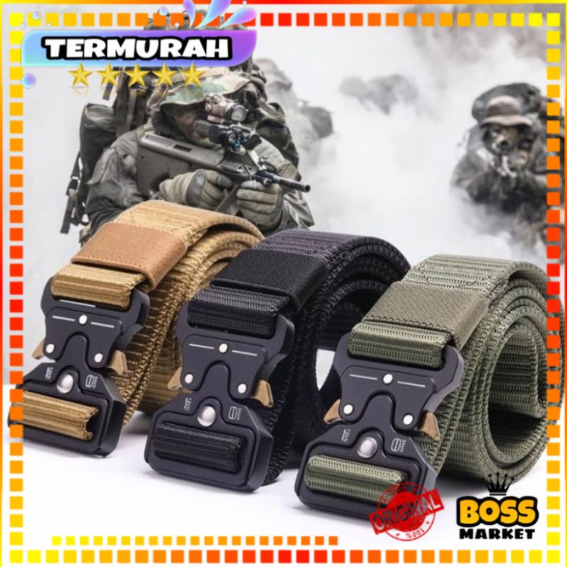 Jual Ikat Pinggang Pria Tactical Black Hawk Military Nylon Canvas Kepala Besi Sabuk Kanvas ...